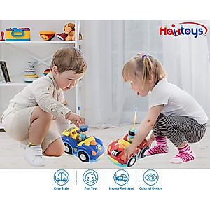 Haktoys Remote Control Cars Set of 2 Vehicles: RC Radio Control Toys for Toddlers Kids Boys and Girls - Two Pack with Different Frequencies for Simultaneous Play