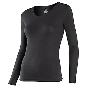 ColdPruf Women's Platinum II Activewear Long Sleeve Crew Top, Black, Large