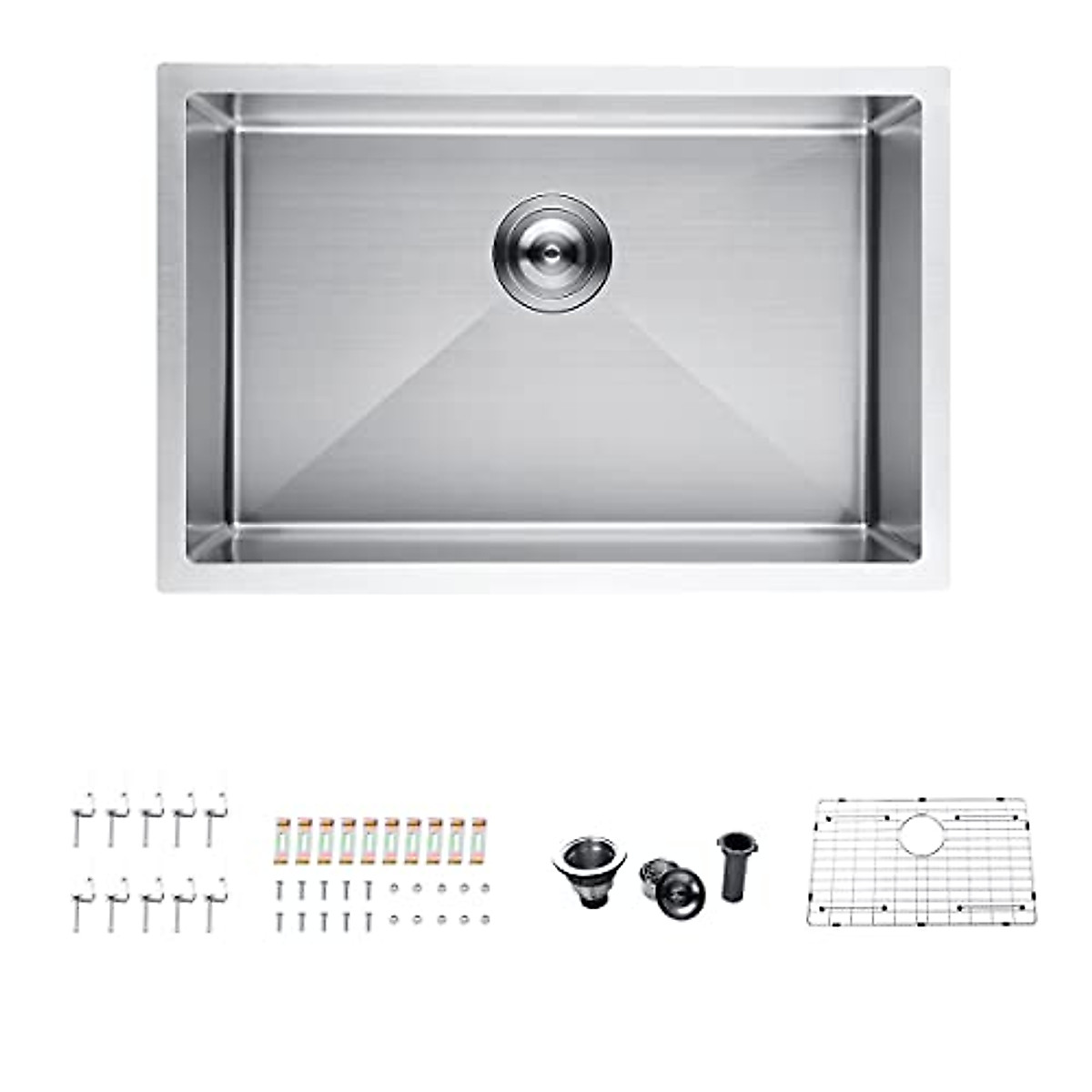 MELANSTAR Drop in Kitchen Sink Single Bowl Stainless Steel Sink Basin with Sink Strainer Waste Basket and Bottom Grid, 27" x 18" x 9" 16 Gauge