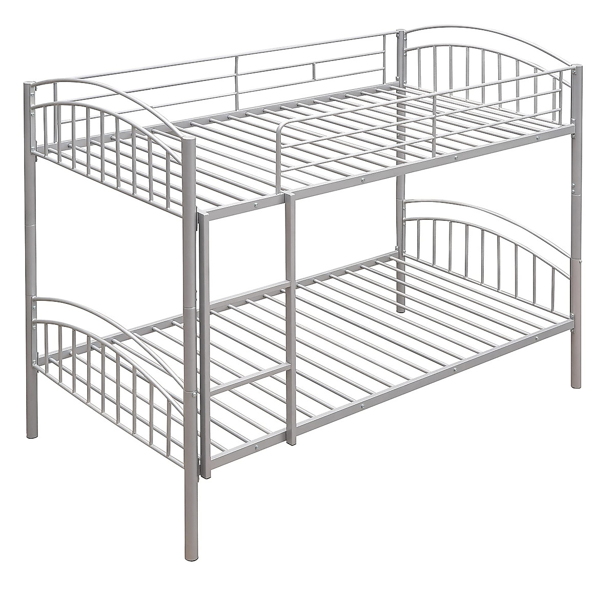 Twin Over Twin Metal Bunk Beds, Convertible Bunk Bed Divided into Two Beds for Kids Boys Girls Teens, Silver