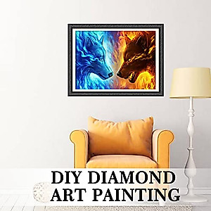 AiYuanzsh DIY 5D Diamond Painting Kits for Adults Diamond Art Wolves of Ice and Fire Diamond Painting Full Drill Crystal Rhinestone Embroidery Craft Kits for Home Wall Decor Gifts 16x12inch