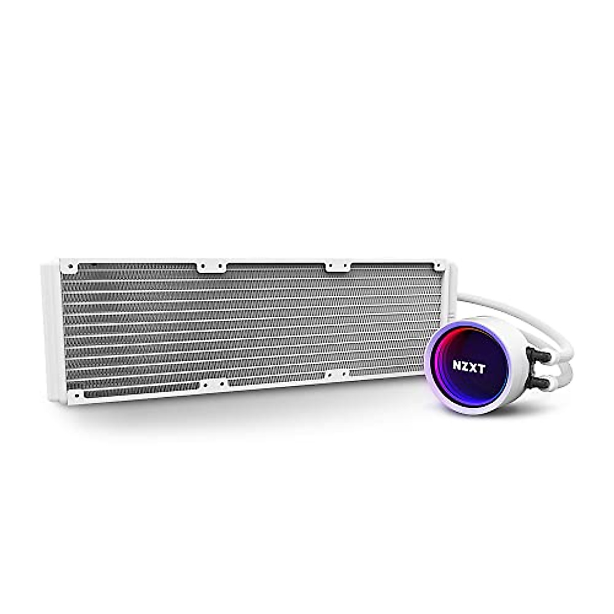 NZXT Kraken X73 RGB 360mm - RL-KRX73-RW - AIO RGB CPU Liquid Cooler - Rotating Infinity Mirror Design - Powered by CAM V4 - RGB Connector - AER RGB V2 120mm Radiator Fans (3 Included) - White