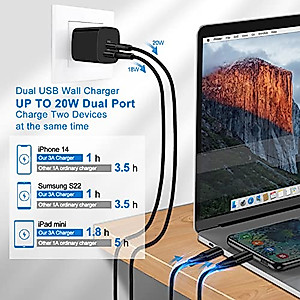 Samsung Android Phone Charger Fast Charging for Galaxy A13 A14 5G A03s A53 S22 Ultra S21 S20 A04s A23 Pixel 7 Pro 6, 20W Power Wall Charger Plug,38W USB C Cigarette Lighter Adapter, 3+6FT Type C Cable