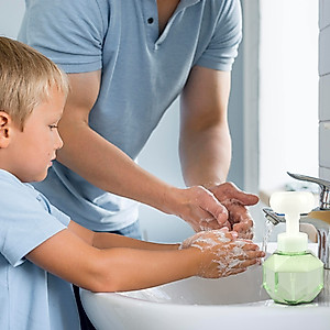 RONRONS 2 Pieces 300ml Flower Shape Foam Bottle Dispenser Empty Foaming Hand Soap Pump Bottles Plastic Refillable Cosmetic Containers Facial Cleanser Shampoo Shower Tube Packaging Holder, 10.14oz