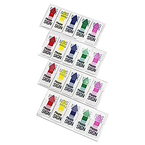 Please Sign Message Flags Assorted Color, 400 Pages Total, 0.79x1.77 Inch Wide Flags, Easy to Post, 4 On-The-Go Dispensers/Pack