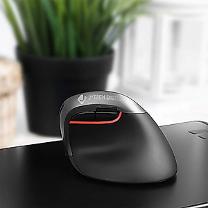 J-Tech Digital Wireless Ergonomic Vertical Mouse for Small Hands with USB Nano Transceiver, AA Battery, 3 DPI, Compatible with Mac and PC, Black [V628M-2.4G]