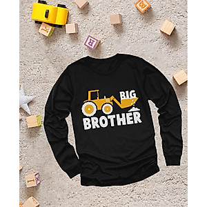 Tractor Big Brother Shirt Baby Reveal Sibling Boy Kids Long Sleeve T-Shirt 3T Black