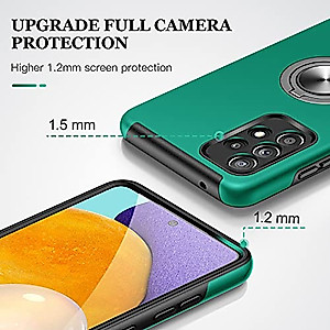JAME for Samsung Galaxy A52 5G Case with [2 Pack] Tempered-Glass Screen Protector, Slim Soft Heavy Duty Cover for Samsung A52 Case, with Invisible Ring Holder Kickstand for Galaxy A52 Case, Green