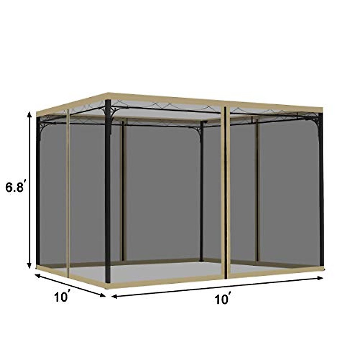 COWVIE Gazebo Netting Screen Replacement Universal 4-Panel Sidewalls 10' x 10' ( Only Netting)