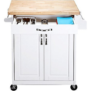 Kitchen Cart Rolling Island Storage Unit Cabinet Utility Portable Home Microwave Wheels Butcher Wood Top Drawer Shelf