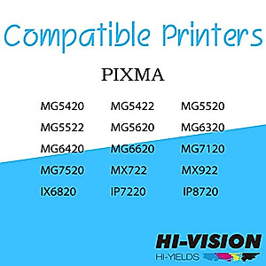 HI-Vision 12 PK Compatible PGI-250XL PGI 250 CLI-251XL CLI 251 HY Ink Cartridge Replacement 4 Lg Black,2X(Black,Cyan,Yellow,Magenta) for PIXMA MG6320,MG5420,iP7220,MX922,MX722