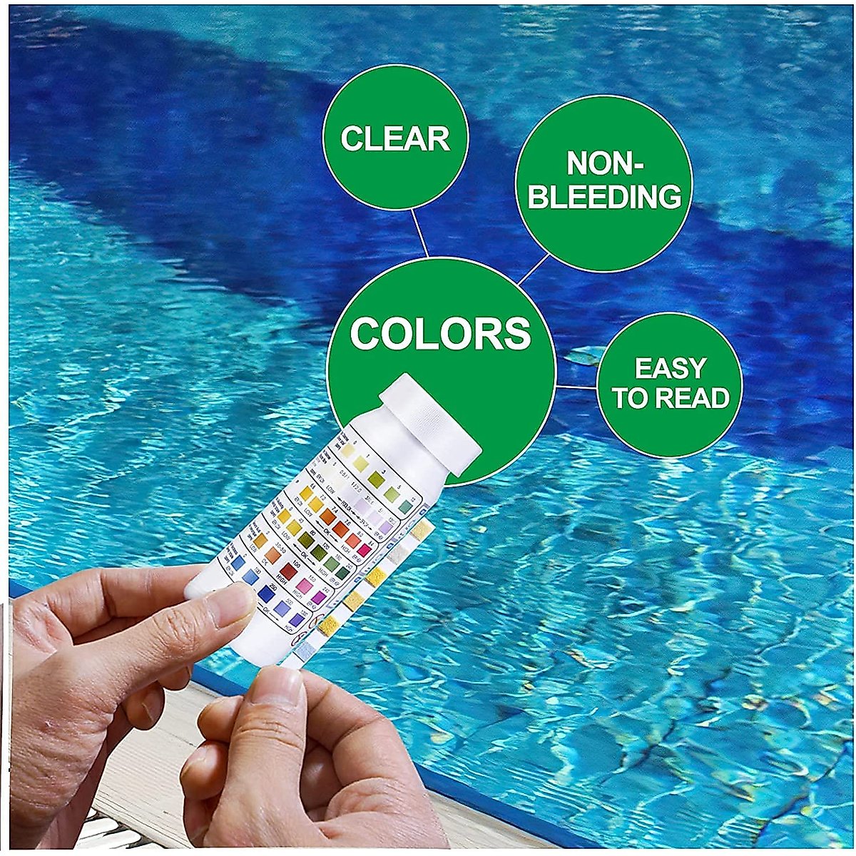 SuperCheck 6-Way Spa Test Strips for Hot Tub, 7 Parameters, 50 Count, Hot Tub Test Strips for Chlorine, Bromine, pH, Alkalinity, Cyanuric Acid and Hardness Levels in Pool and Spa, Test Kit for Pools