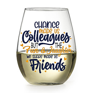 DYJYBMY Chance Made Us Colleagues Wine Glass, Coworker Gifts for Women Coworkers, Leaving Gifts, Friendship Gifts, Birthday Retirement Gifts, Christmas Gifts for Coworkers