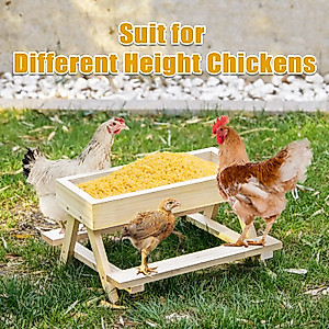 Solution4Patio Chickenic Table Handmade Wooden Picnic Table Chicken Feeder, Duck Feeder, Mesh Bottom, Easy to Clean and Fill, 15.7" W x 14.9" D x 8.6" H, Functional and Funny, Garden Gift, B807A00