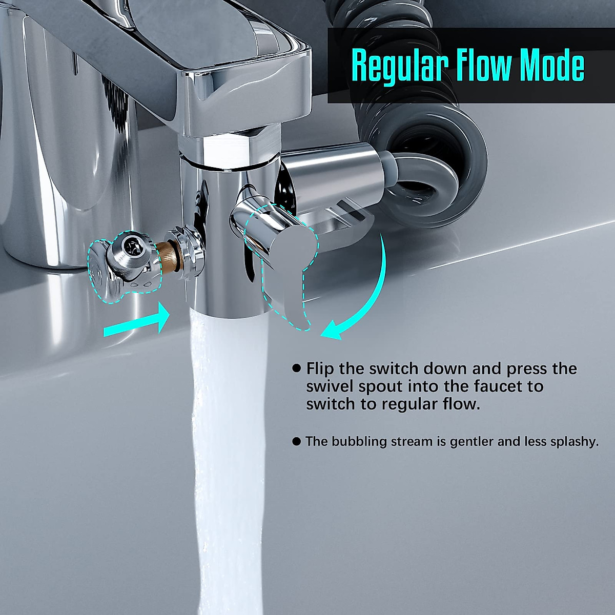 TopVelo 3-In-1 Multifunctional Faucet with 360° Rotating Faucet and Massage Shower Head, Sink Faucet for Daily Washing, Small Pet Bathing, Universal Interface for Sink faucet (Drill-Free Installation)