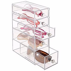 iDesign Clarity Plastic Cosmetic 5-Drawer Organizer, Jewelry Countertop Organization for Vanity, Bathroom, Bedroom, Desk, Office, 3.25" x 7" x 9.75", Clear