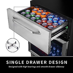 Karcassin 24 Inch Indoor Under Counter Drawer Fridge，Stainless Steel 2 in 1 Beverage Refrigerator Built-in and Freestanding with Digital Display for Home and Commercial Use