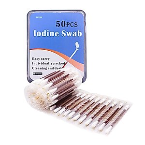 50 Disposable Iodophor Swabs Outdoor Supplies Medical Iodine Individually Packaged Iodine Swabs for Nose Care