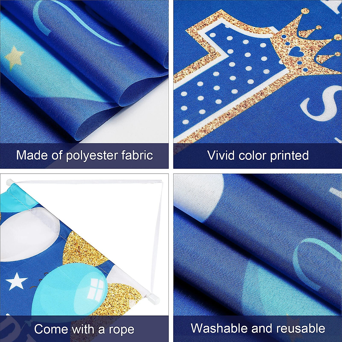 2 Pieces 1st Birthday Party Decorations Mr. Onederful Birthday Banner 1st Birthday Porch Sign Hanging Door Banner Welcome Porch Sign for Boy 1 Year Birthday Supplies Blue and Gold, 71 x 12 Inches