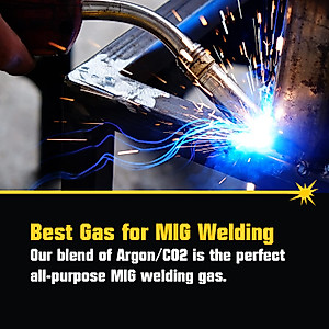 PrimeWeld 75% Argon 25% CO2 Bottle 80CF | DOT 3AA | USA CGA 580 Valve | Best Gas Blend for MIG Welding | Cylinders Full & Ready to Use