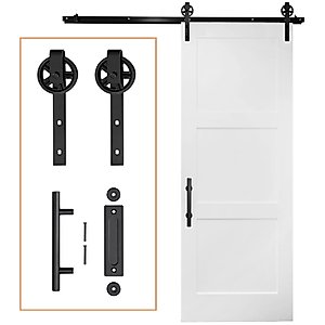 DOEWORKS 5 FT Sliding Barn Door Hardware Kit with Handle, Single 30" Wide Wood Door Hardware Closet Track Kit Set, DIY Barn Door