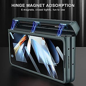DOOTOO for Samsung Galaxy Z Fold 4 Case Magnetic Hinge Protection Built-in S Pen Holder with Front Glass Kickstand All-Inclusive PC Shockproof Case for Samsung Z Fold 4 5G 2022 (Black)