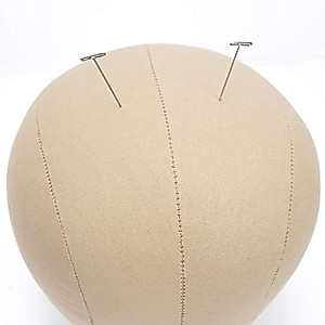 BHD BEAUTY Cork Canvas Block Mannequin Head Wig Display Styling With Mount Hole 22"(Canvas Head+Head Stand+T Pins+C Needles+Wig Caps+Thread +Clips)