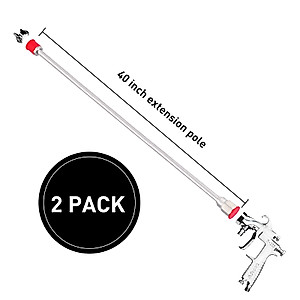 SINYOWOT 40 Inch/100CM Airless Sprayer Gun Tip Extension with Red Guard, Airless Paint Sprayer Spray Gun Tip Extension Pole Rod (2 Pack)