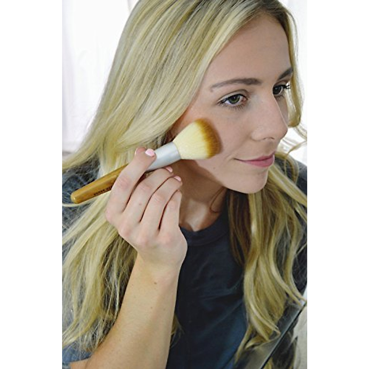 Bamboo Naturals Makeup Brushes, Natural Bamboo Handles, Includes Five Brushes: Powder Foundation and Liquid Foundation Brush, Eyeshadow Brush, Smudge Brush, Angled Eyeliner Brush, 11 x 1.3 x 7, 5 PC