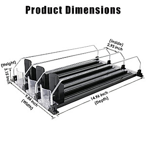 Soda Can Organizer for Refrigerator, Self-Pushing Drink Organizer for Fridge, Width Ajustable Drink Dispenser for Fridge Glide, Holds up to 15 Cans (12-20oz)