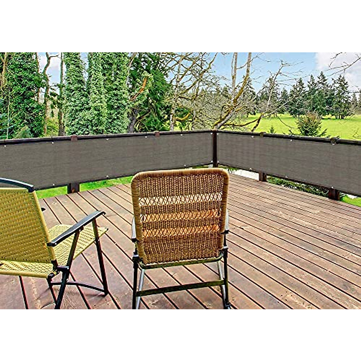 Patio Privacy Screen 5x0.9m Windbreak Net Fence Sunshade HDPE without Screws Protector Balcony Cover with Cable Ties and 13m Rope