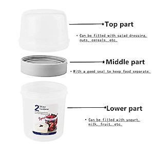 HeNai PETWEKAN Breakfast On The Go Cups，Yogurt Portable Cups Large Capacity Sealed Double Layer Food Container With Cereal Oatmeal or Fruit Container (560ml+310ml)
