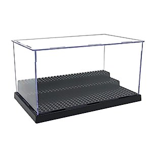 Ynotus Display Case for Minifigure Acrylic Display Box Action Figures Blocks Minifigure 3 Layers Movable Design Plastic Dustproof Storage Display Boxes Black