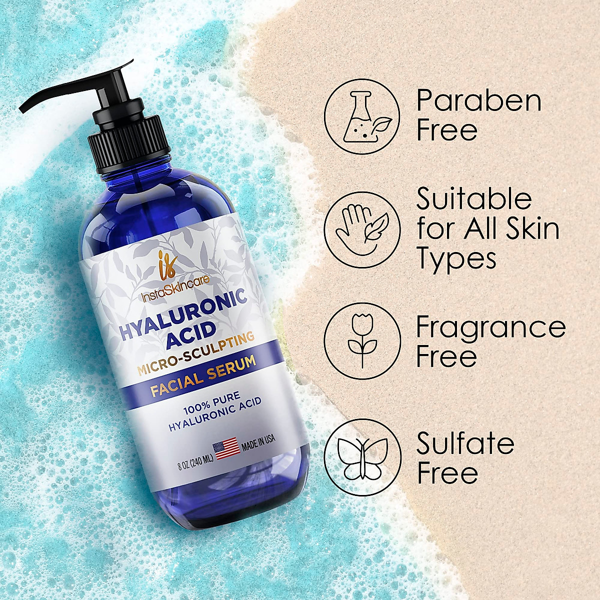 Hyaluronic Acid for Skin - 100% Pure Medical Quality Clinical Strength Formula - Anti aging formula (8 oz)