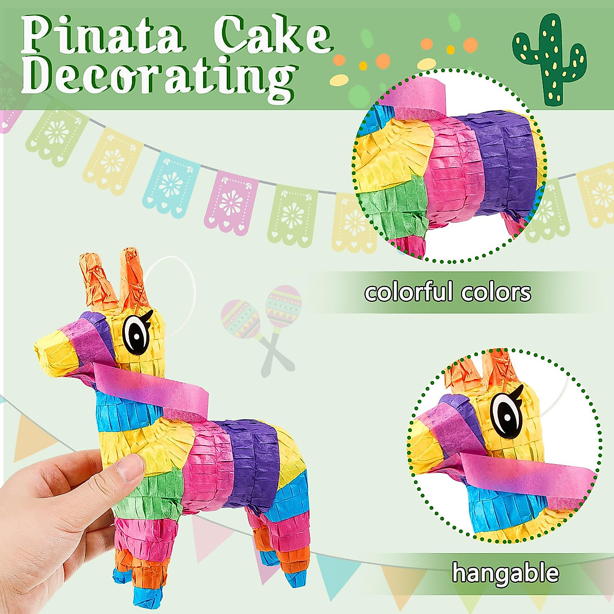 15 Pcs Fiesta Cupcake Topper Mexican Theme Cake Decoration Cactus Piñata Taco Party Decorations with Wooden Sand Hammer and Foam Chili Decorations for Mexican Fiesta Party Baby Shower(Cute Style)