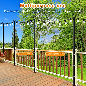 LETIANPAI 4 Pack String Light Poles,10 Ft Metal Poles with Fork for Outdoor String Lights,Outdoor Light Poles with Fork,Poles/Post/Stand for Outside,Patio,Deck,Backyard,Garden Wedding,Party