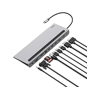 Belkin USB C Hub, 11-in-1 Multi-Port Laptop Dock with 4K HDMI, DP, VGA, USB C Docking Station with 100W Power Delivery, USB A, Gigabit Ethernet, SD, MicroSD, 3.5mm Port For MacBook Pro, Air and More