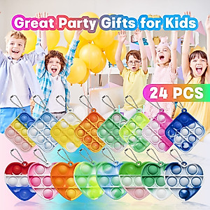 24 PCS Pop Fidget Toys Bulk Its Party Favors for Kids Toys 3 Shape Mini Pop Keychain It Birthday Goodie Bag Stuffers Fidgets for Kids Classroom Prizes End of Year Student Gifts Sensory Fidget Toy Pack