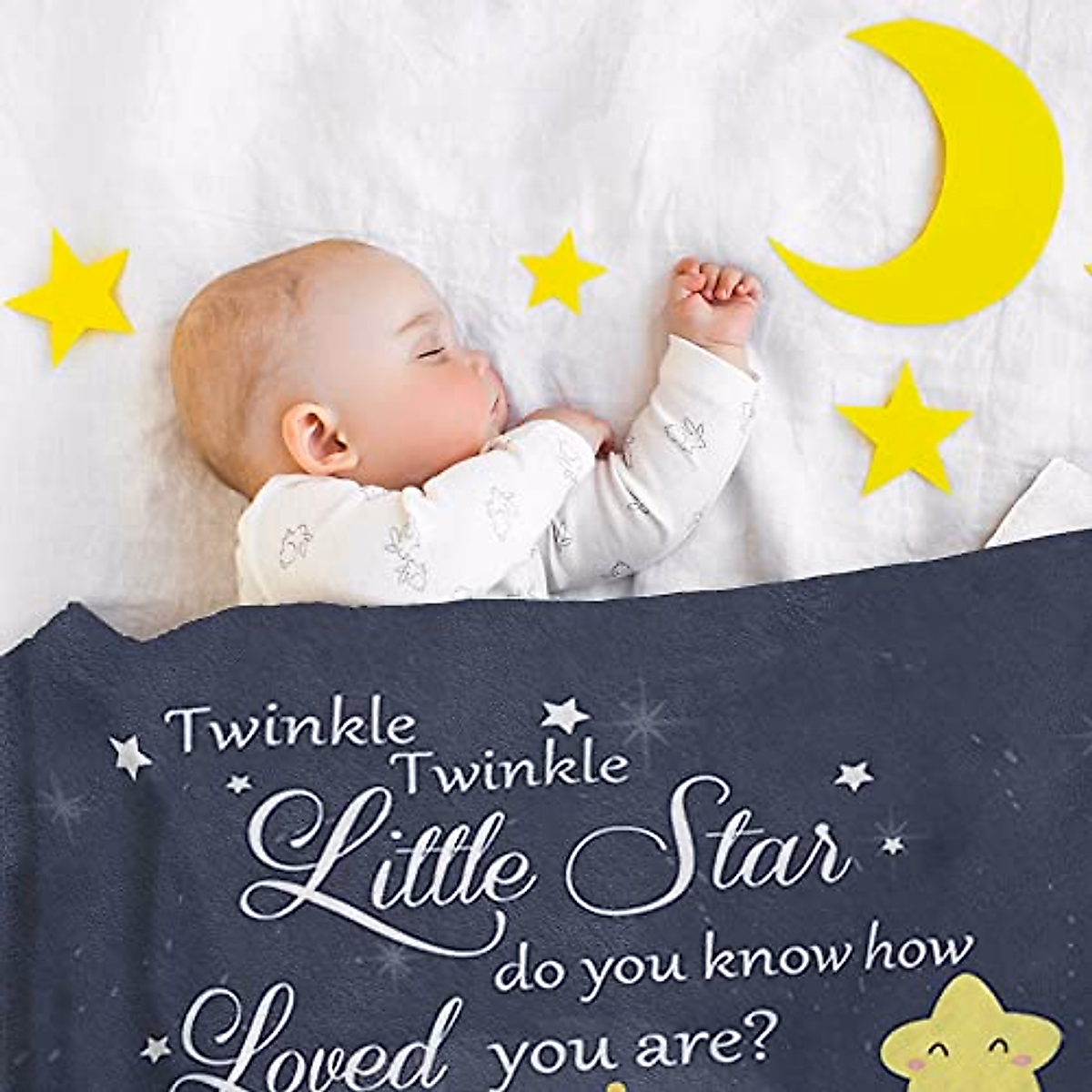 Pavo Personalized Baby Blankets for Boys - Twinkle Twinkle Little Star Elephant Custom Baby Blanket - Includes Bib & Onesie Option - Personalized Baby Gifts for Christmas, Thanksgiving, Shower