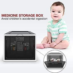 Lockable Box, Medicine Lock box for Safe Medication, Compact and Hygienic Lockable Box for Food, Medicine and Home Safety, Childproof Lockable Storage Bin, Refrigerator Storage Bins - Black