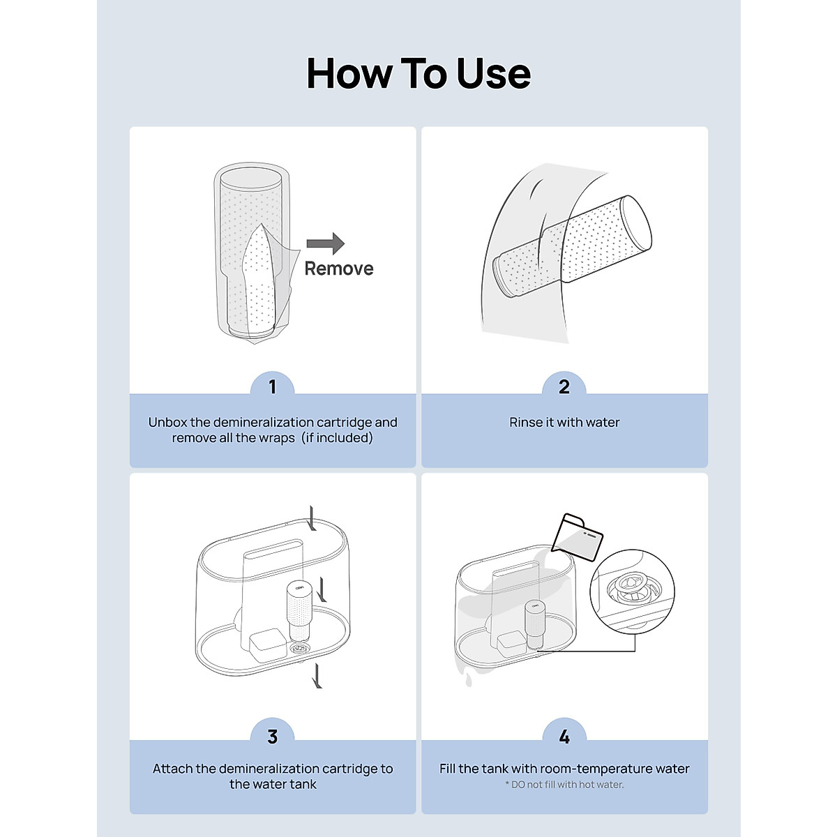 Dreo Demineralization Cartridge 3-Pack for Humidifiers, Compatible with Dreo Humidifiers HM311/311S/524/524S, Prevent Mineral Build-up, Filter Hard Water, Eliminate White Dust