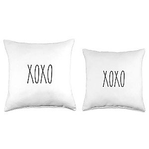 XOXO, Rae Inspired Text Dunn, Hugs, Kisses, Love Throw Pillow, 16x16, Multicolor