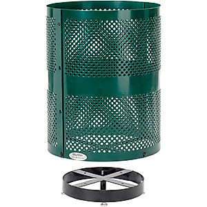 Global Industrial 36 Gallon Deluxe Thermoplastic Perforated Receptacle w/Dome & Base, Green