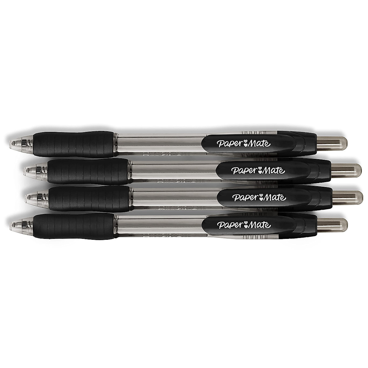 Paper Mate Profile Retractable Ballpoint Pen, Bold Point, Translucent Barrel, Black Ink, 4 Count