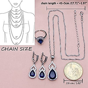 LMXXVJ Women Jewelry Set Platinum Plated Necklace Open Ring Earrings Bracelet Set,Birthday/Anniversary Mother’s Day Jewelry Gifts for Mom/Wife/Sister/Best Friend (blue, Adjustable)