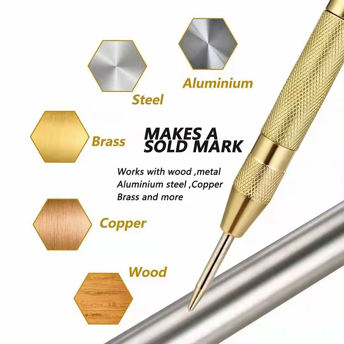 ChewSteel Tools,10 Pieces Step Drill Bit Set 1/4 Inch Hex Shank 5 Flute Countersink Drill Bit Set with 5 Inch Center Punch and Bag for Wood Metal Plastic Glass (4-20/4-12/3-12 mm)