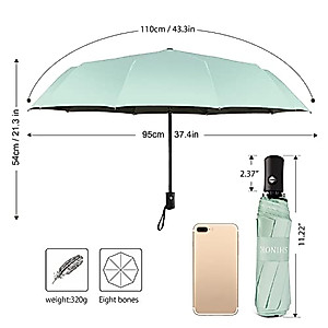 Shinok Travel Umbrella Compact Folding Sun Umbrellas Lighweight Auto Open Close for Women Parasol Mint Green