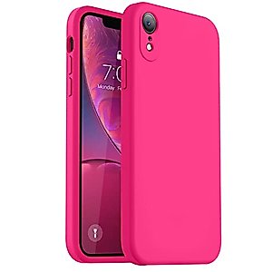 Vooii Compatible with iPhone XR Case, Upgraded Liquid Silicone with [Square Edges] [Camera Protection] [Soft Anti-Scratch Microfiber Lining] Phone Case for iPhone 10 XR 6.1 inch - Hot Pink