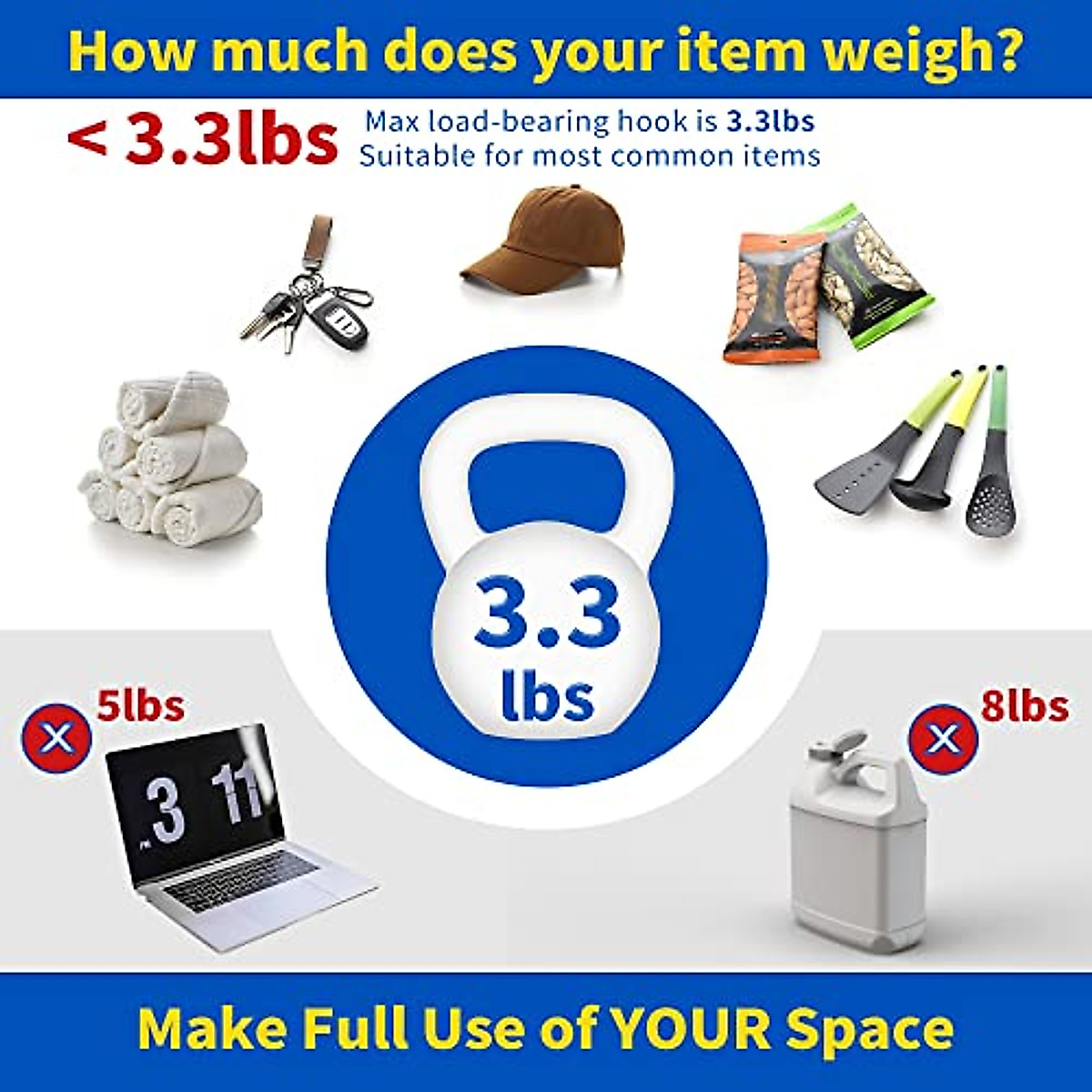 ALOCEO 12 Pcs Wall Hooks,Self Adhesive Hooks with 13 Clear Strips,White Plastic Sticky Hooks for Hanging,Towel Coat Hooks for Bathroom Shower Kitchen Keys Door Outdoor Home Improvement