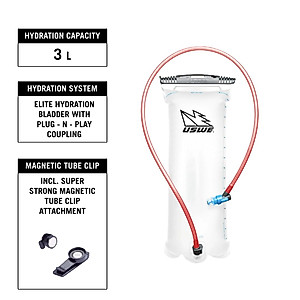 USWE Airborne - Hydration Pack with Hydration Bladder, Bounce Free Backpack for MTB, Cycling, Mountain Biking (15L, Gray/Orange)